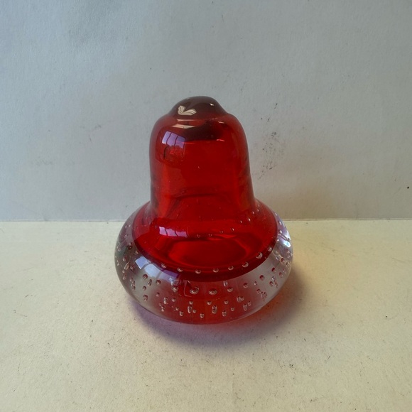Vintage | Accents | Vintage Red Clear Bell Or Pear Art Glass ...